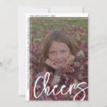 One Photo - Minimal White Border Cheers Holiday Card | Zazzle