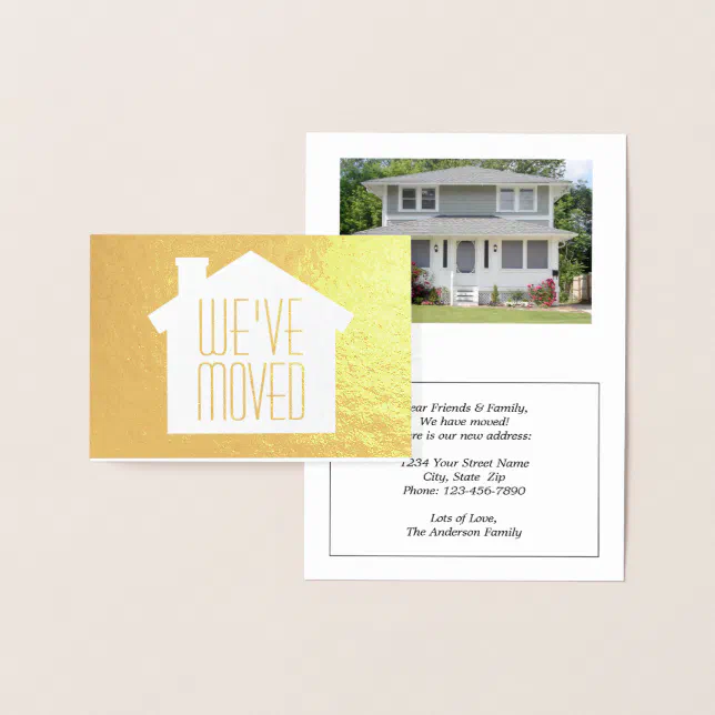 One Photo We've Moved Elegant Modern Moving Real Foil Card | Zazzle