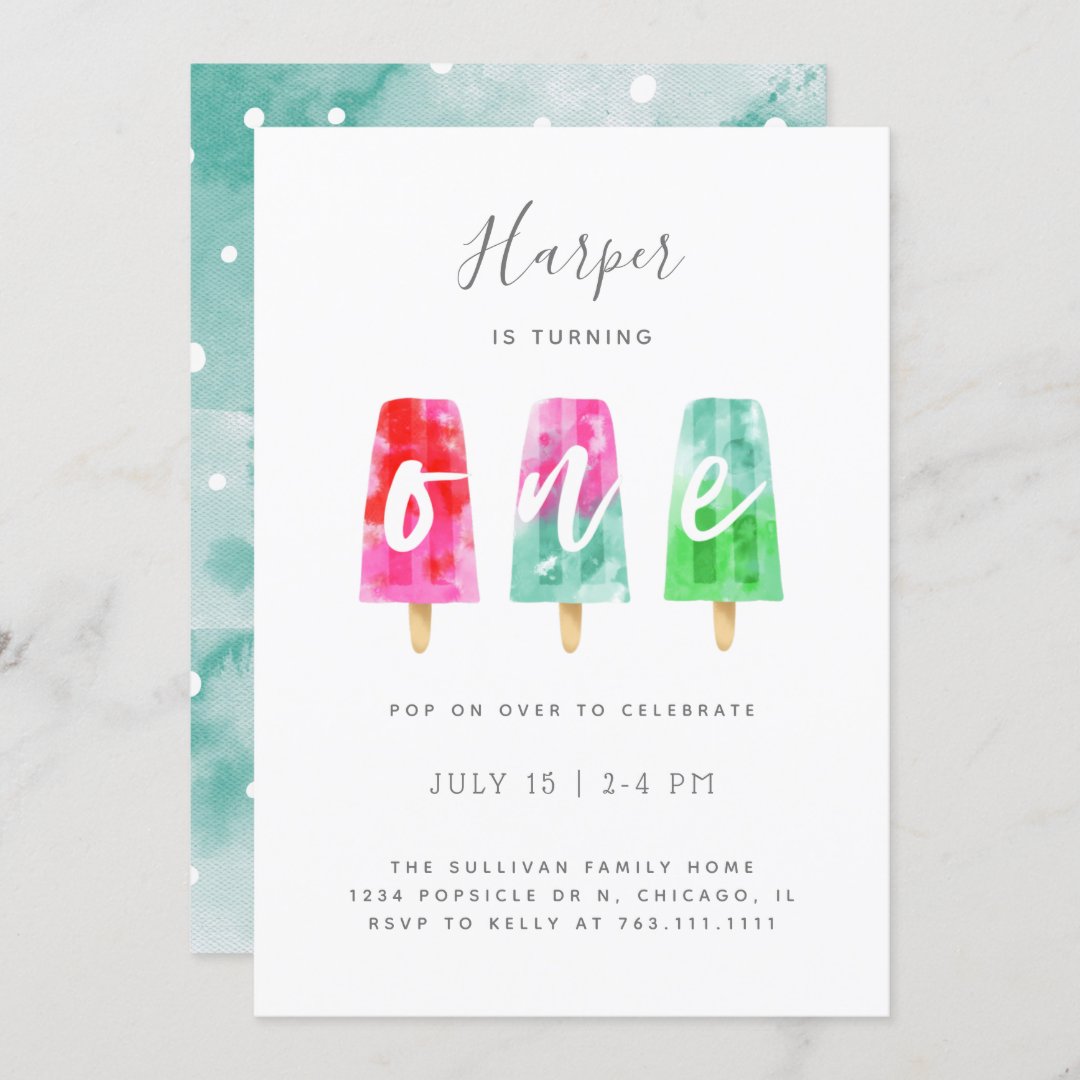 ONE Popsicle First Birthday Party Invitation | Zazzle
