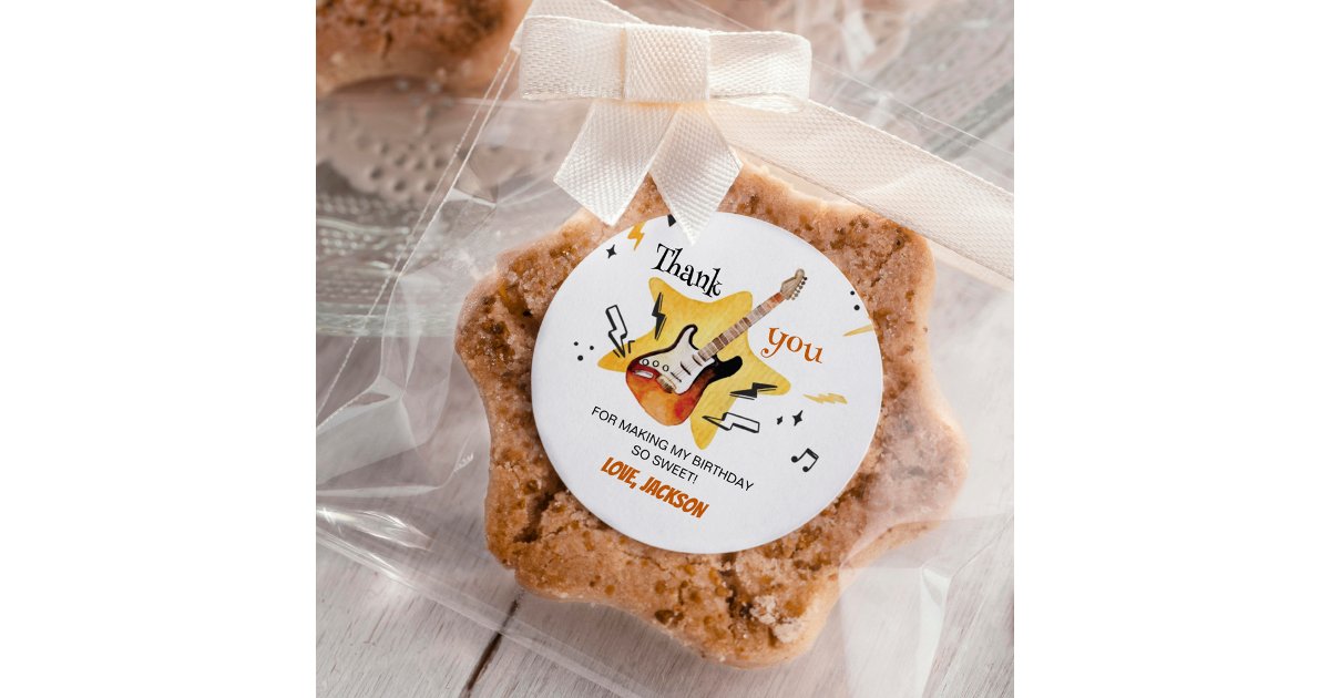 One Rocks Guitar Birthday Sticker Labels | Zazzle
