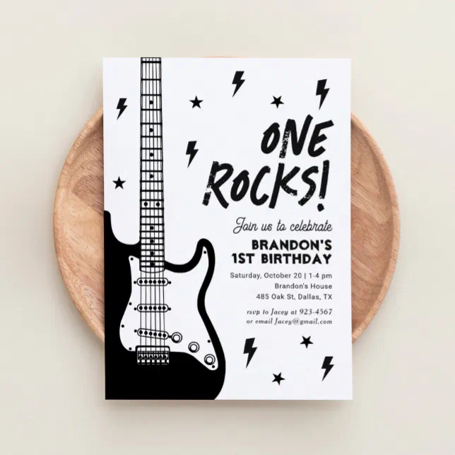 One Rocks Guitar Rock and Roll 1st Birthday Invitation | Zazzle