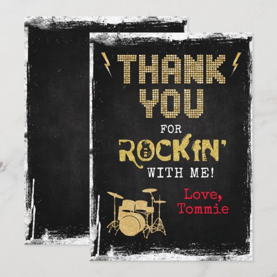 One Rocks Rockstar Birthday Thank You Card | Zazzle.com