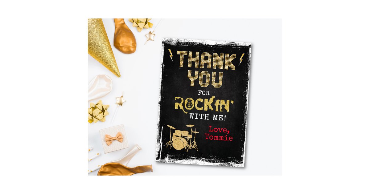 One Rocks Rockstar Birthday Thank You Card | Zazzle