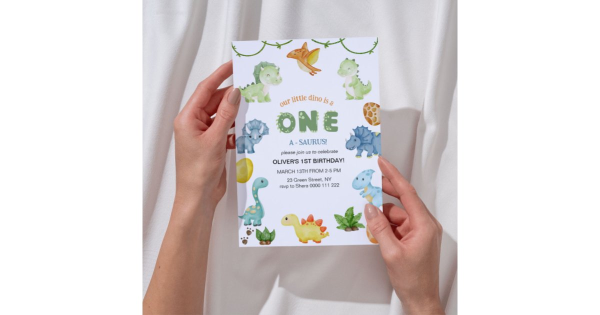 One-Saurus First Birthday Invitation | Zazzle