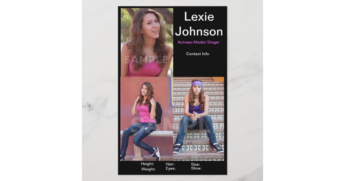 One Side HeadShot Comp Card For Models or Actor Flyer | Zazzle
