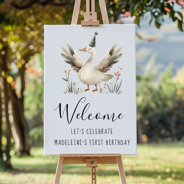 One Silly Goose 1st Birthday Cute Party Welcome Foam Board | Zazzle