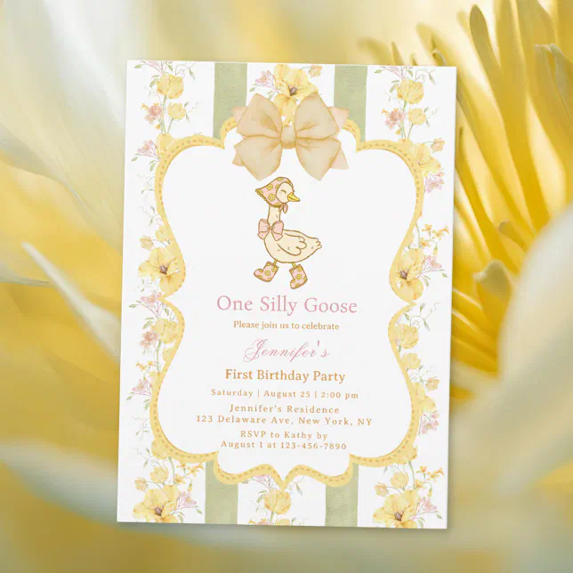 One Silly Goose 1st Birthday Invitation | Zazzle