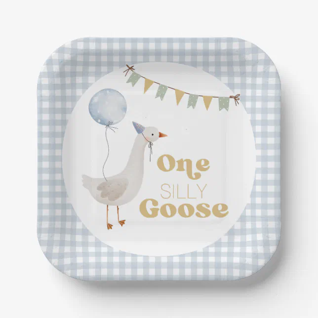 One Silly Goose 1st Birthday Paper Plates | Zazzle