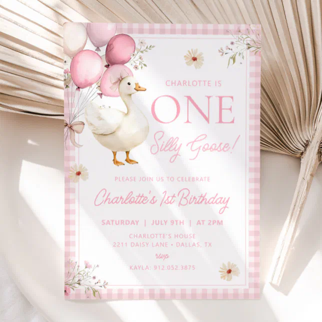 ONE SILLY GOOSE Birthday First Birthday Invitation | Zazzle