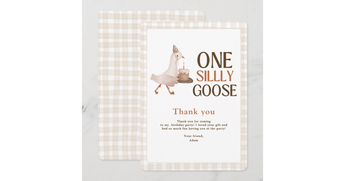 One Silly Goose Birthday, Goose Boy 1st Birthday Thank You Card | Zazzle