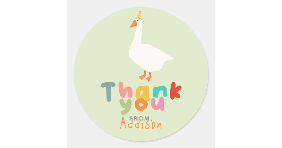 One Silly Goose First Birthday Thank You Favor Classic Round Sticker ...