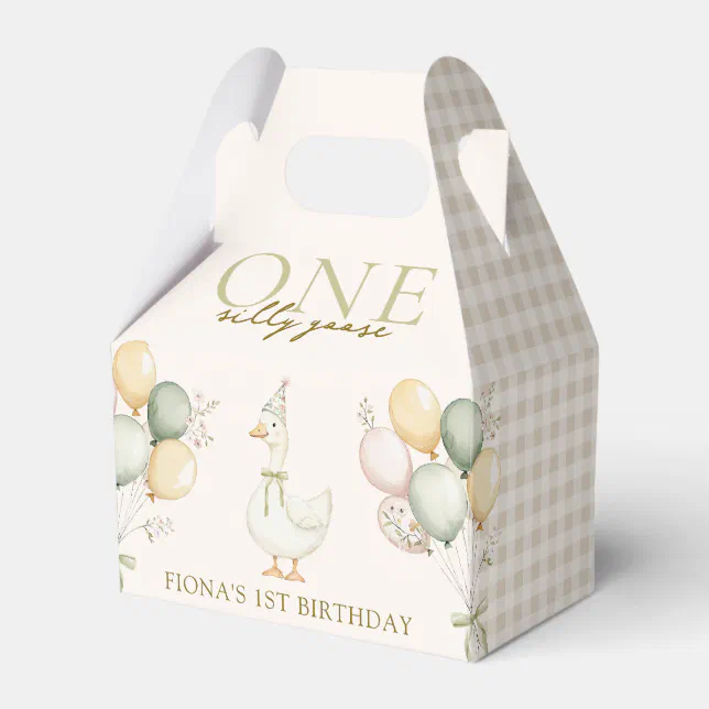 ONE Silly Goose Watercolor Boy Girl 1st Birthday Favor Boxes | Zazzle