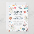 One Small Step | Space Animals 1st Birthday Party Invitation | Zazzle