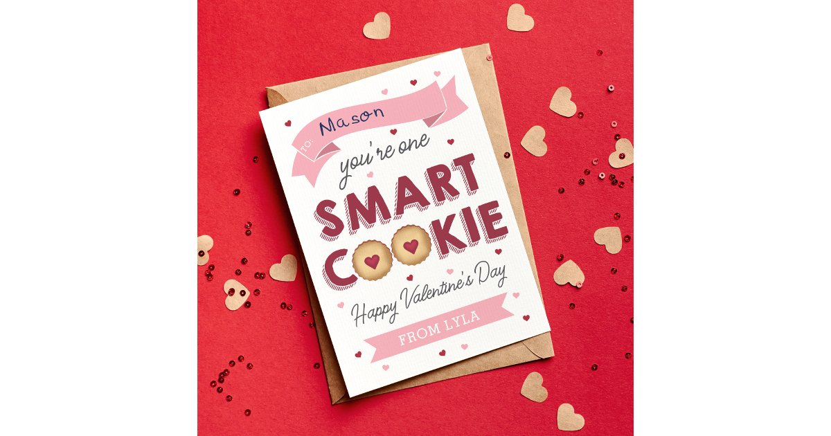 One Smart Cookie Classroom Valentines Day Card | Zazzle
