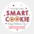 One Smart Cookie Classroom Valentines Day Classic Round Sticker | Zazzle