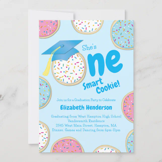 One Smart Cookie Graduation Party Sprinkles Invitation | Zazzle