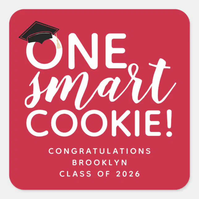 One Smart Cookie Graduation Square Sticker | Zazzle