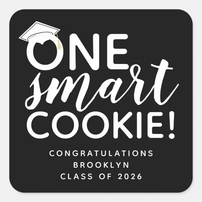 One Smart Cookie Graduation Square Sticker | Zazzle