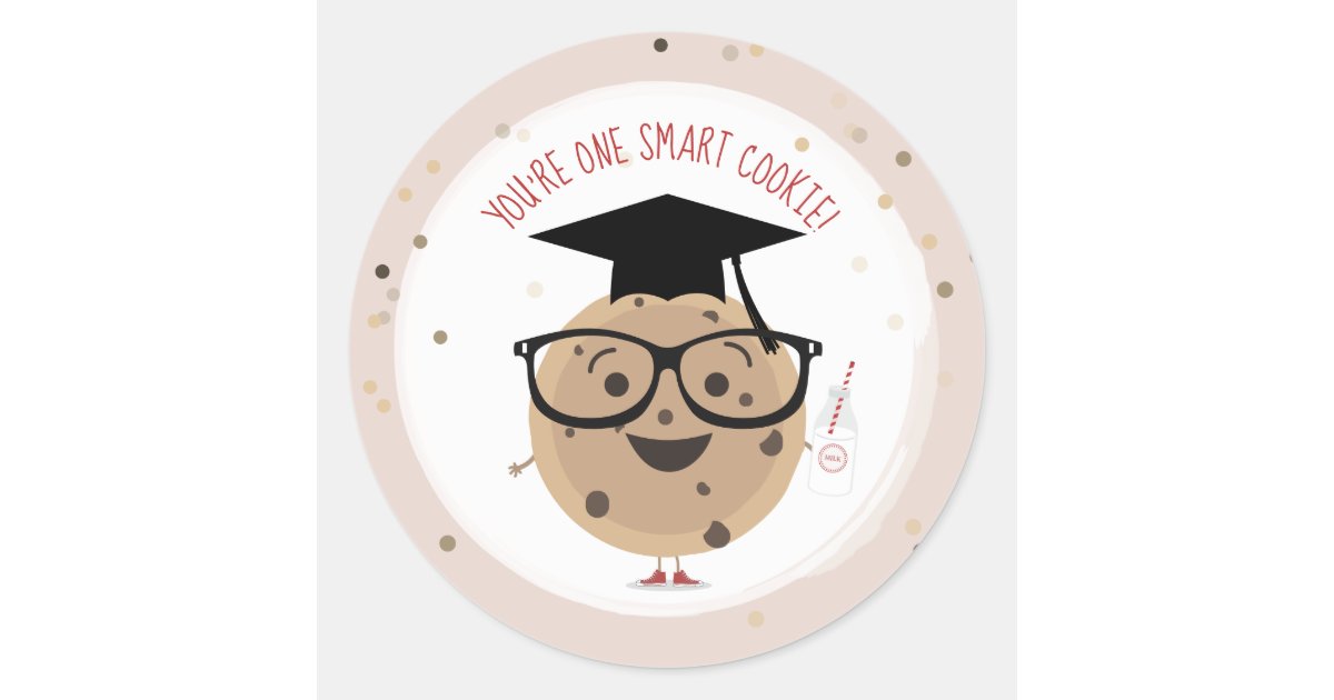 One Smart Cookie & Milk Kids Classroom Valentine Classic Round Sticker ...