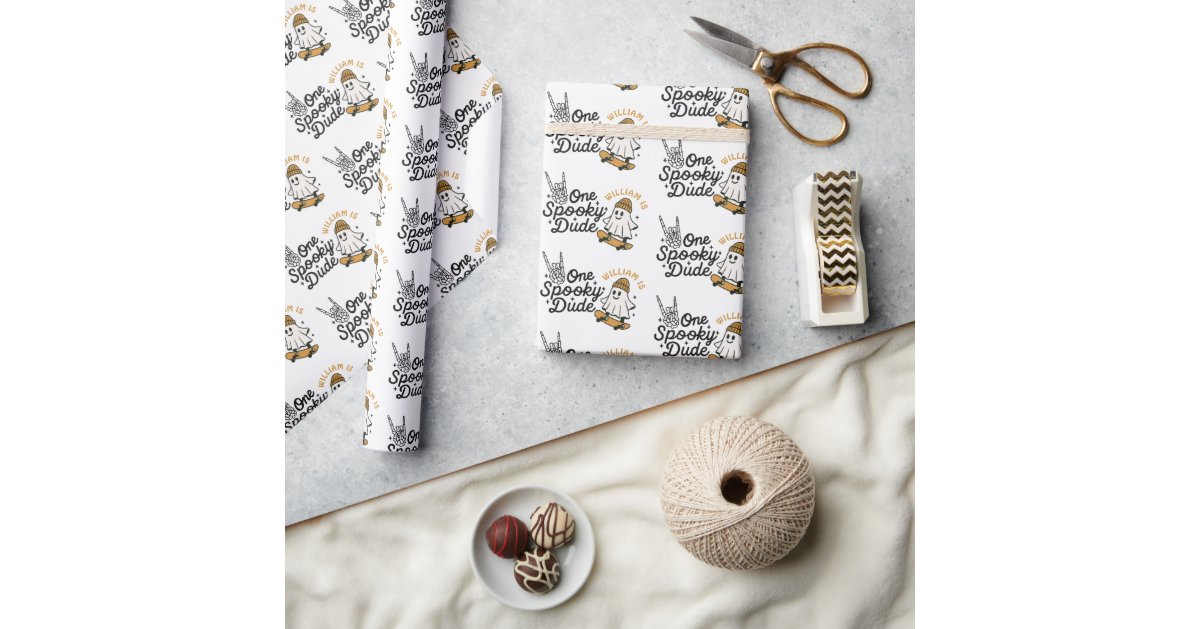 One Spooky Dude Halloween Birthday Wrapping Paper | Zazzle