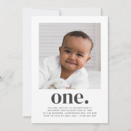 One Square Photo First Birthday Invitation | Zazzle