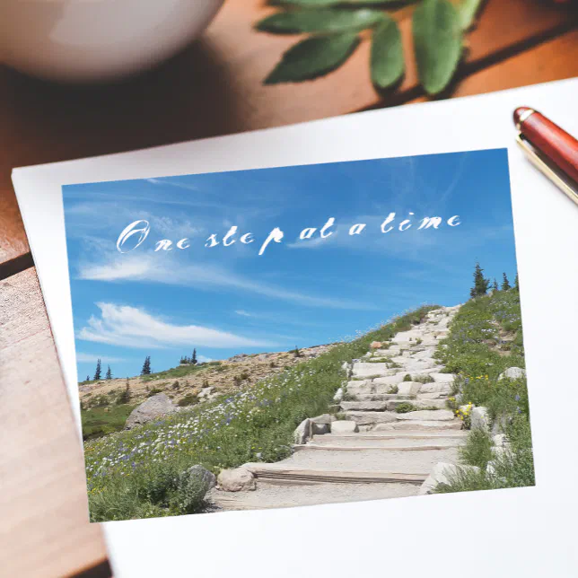 One Step at a Time Inspirational Quote Postcard | Zazzle