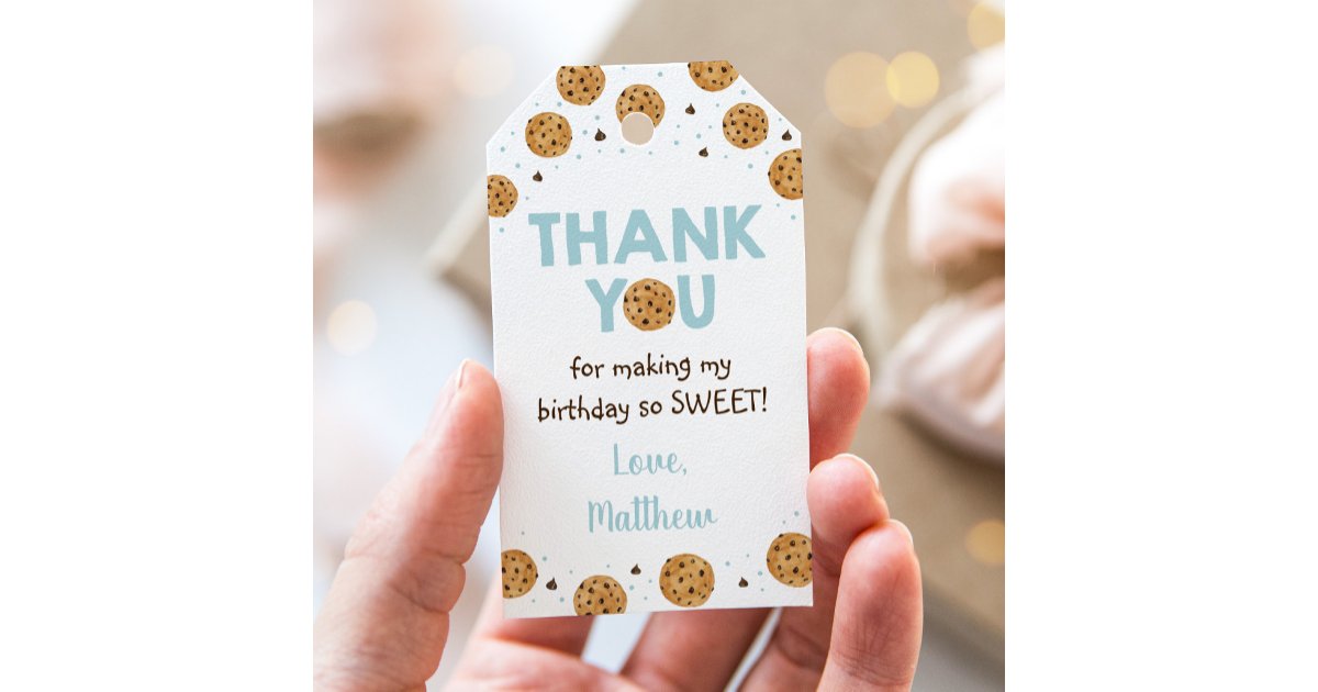 One Sweet Cookie First Birthday Thank You Gift Tags | Zazzle