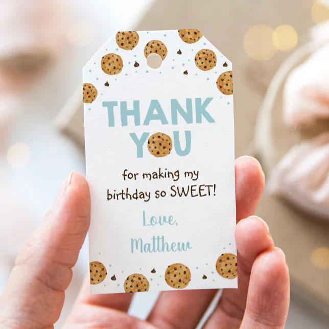 One Sweet Cookie First Birthday Thank You Gift Tags | Zazzle