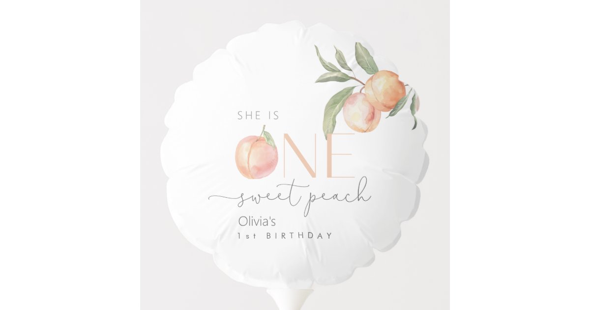 One Sweet Peach 1st Birthday Balloon | Zazzle