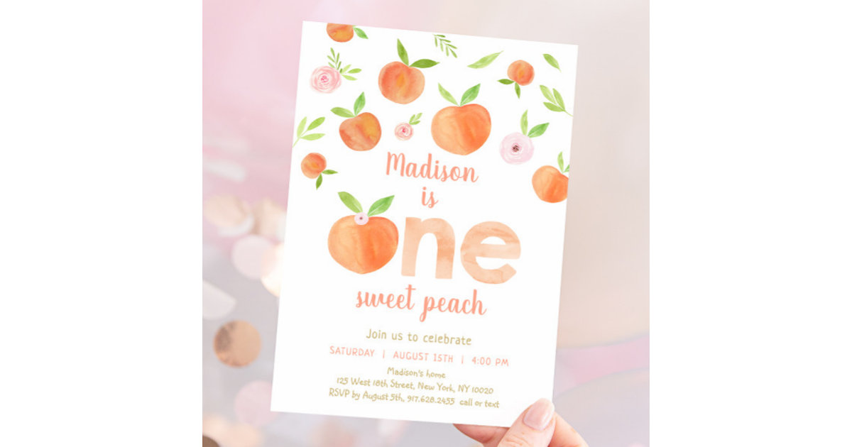 One Sweet Peach 1st Birthday Invitation | Zazzle