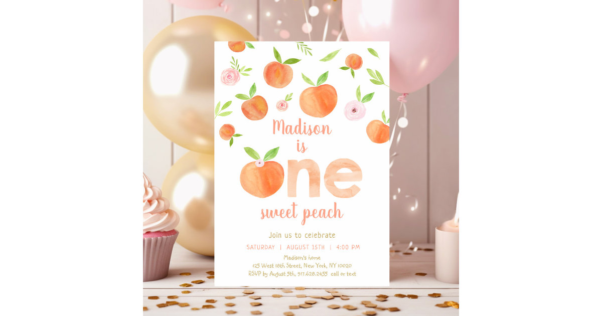 One Sweet Peach 1st Birthday Invitation | Zazzle