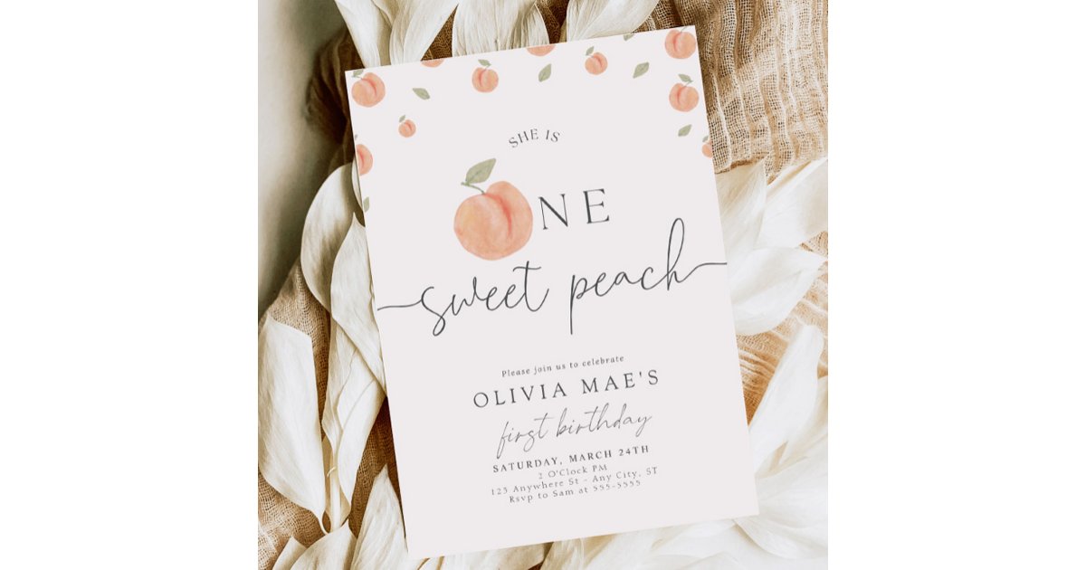 One Sweet Peach First Birthday Invitation Boho | Zazzle