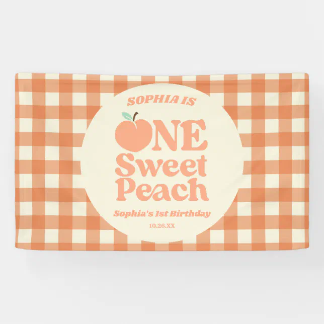 One Sweet Peach Orange First 1st Birthday Party Banner | Zazzle