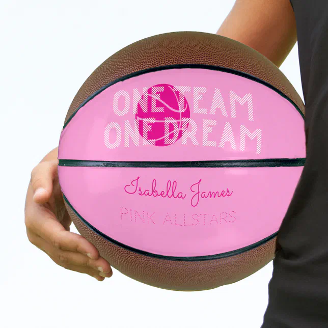 One Team One Dream Pink Personalized Basketball | Zazzle