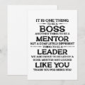 One thing to be a boss | mentor | Leader Quote Thank You Card | Zazzle
