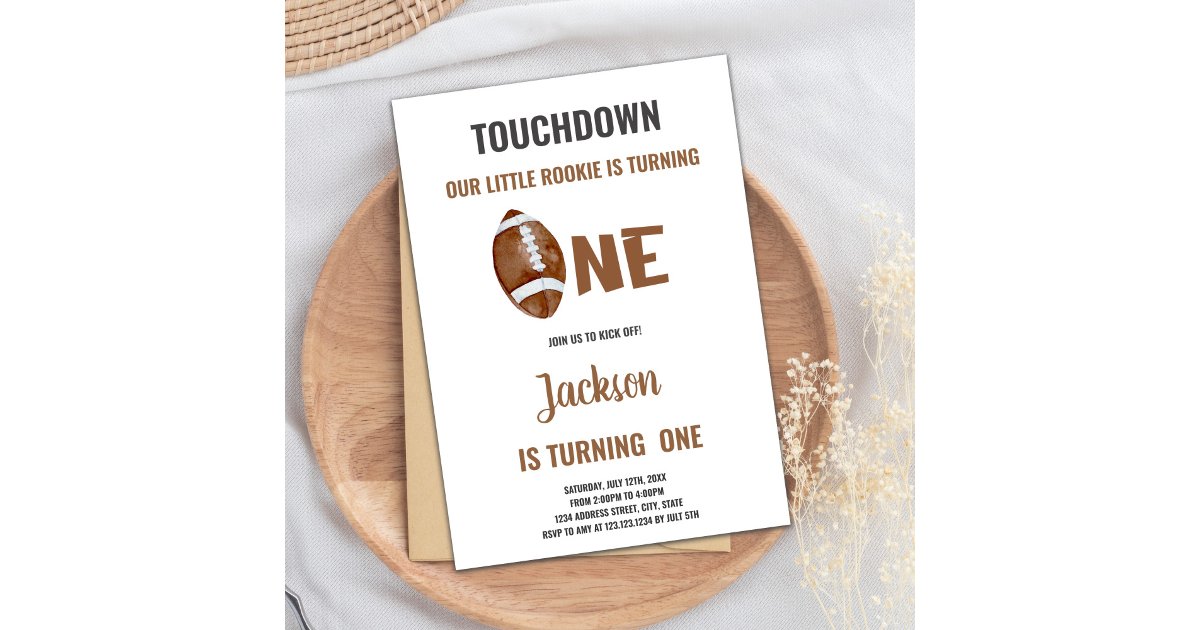 One Touchdown Football 1st Birthday Invitation | Zazzle