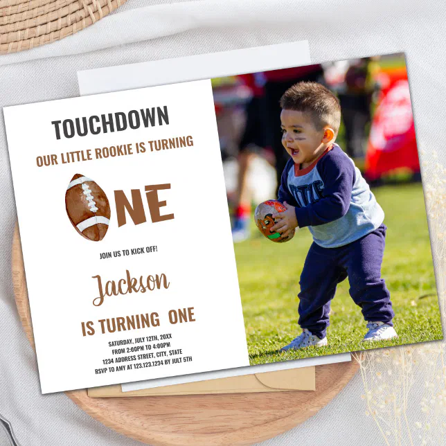 One Touchdown Football Birthday Invitation | Zazzle