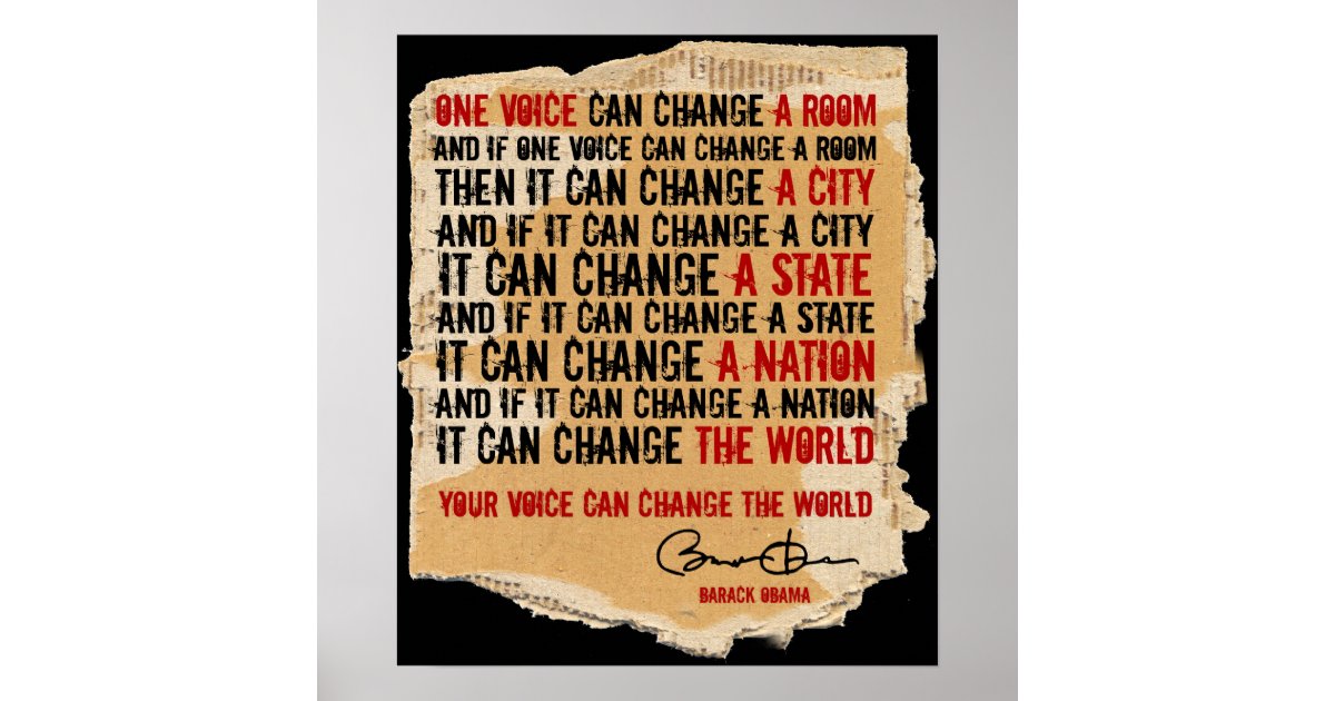 ONE VOICE-BARACK OBAMA -PST25x30 Poster | Zazzle