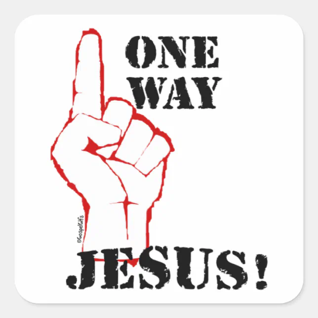 One way Jesus Christian gift design Square Sticker | Zazzle