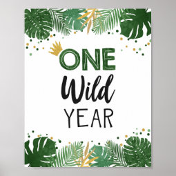 One Wild Year Tropical Safari Boy Birthday Sign | Zazzle