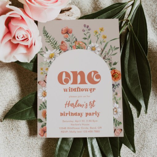 One Wildflower Birthday Invitation | Zazzle