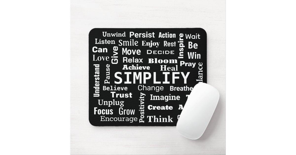 "One Word" Word Cloud On Black Mouse Pad | Zazzle