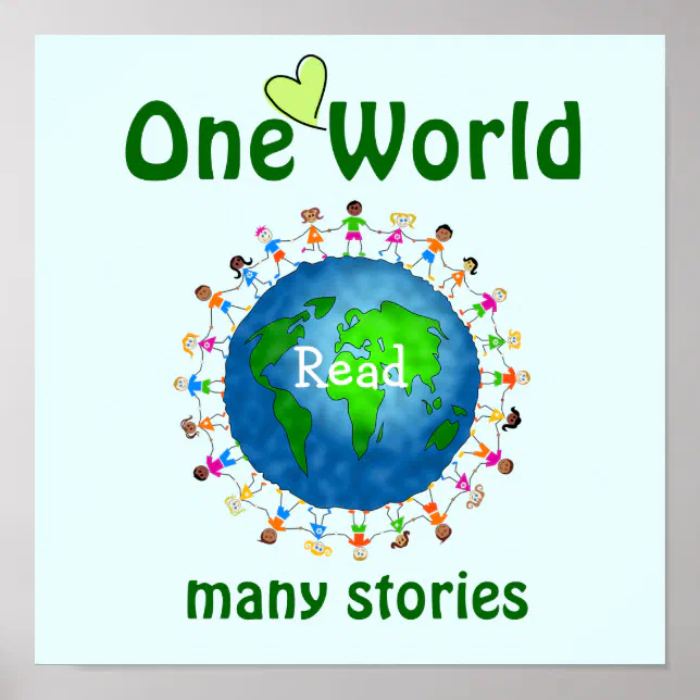 One World Many Stories Literacy Poster | Zazzle