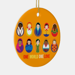 One world One Love Multicultural Ornament | Zazzle