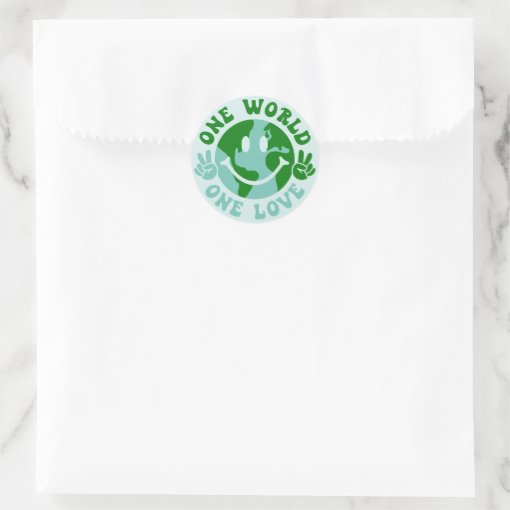 One World One Love Peace On Earth Classic Round Sticker | Zazzle
