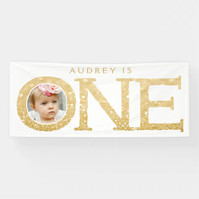 One Year Old Photo 1st Birthday Party Banner | Zazzle