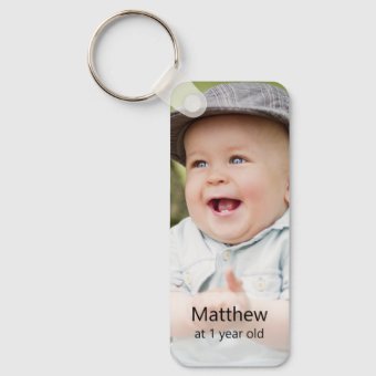 One year old photo memory first birthday souvenir keychain | Zazzle