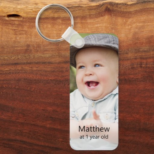 One year old photo memory first birthday souvenir keychain | Zazzle