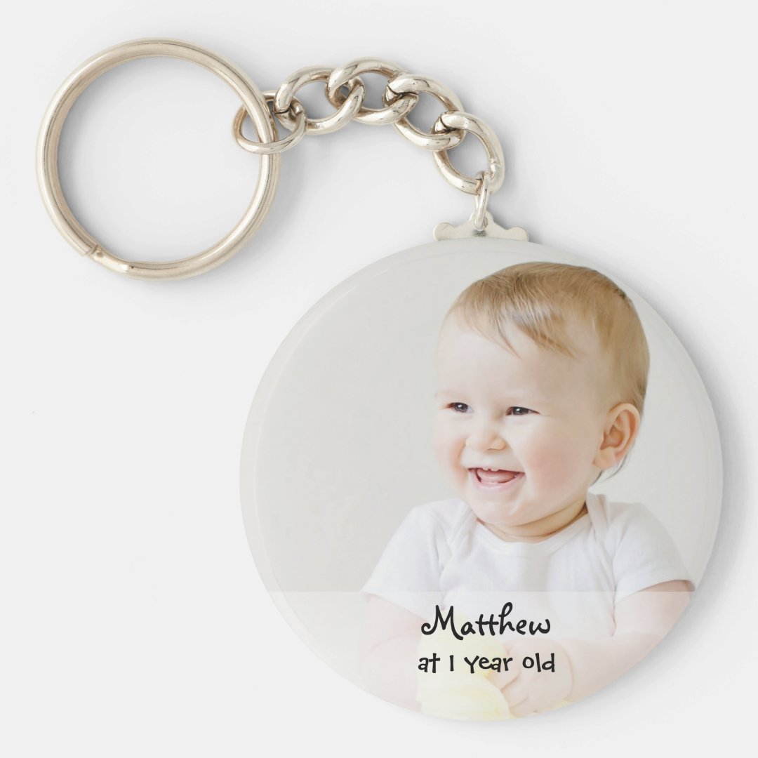 One year old photo memory first birthday souvenir keychain | Zazzle