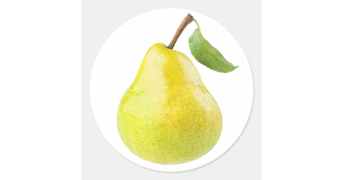 One yellow green pear classic round sticker | Zazzle